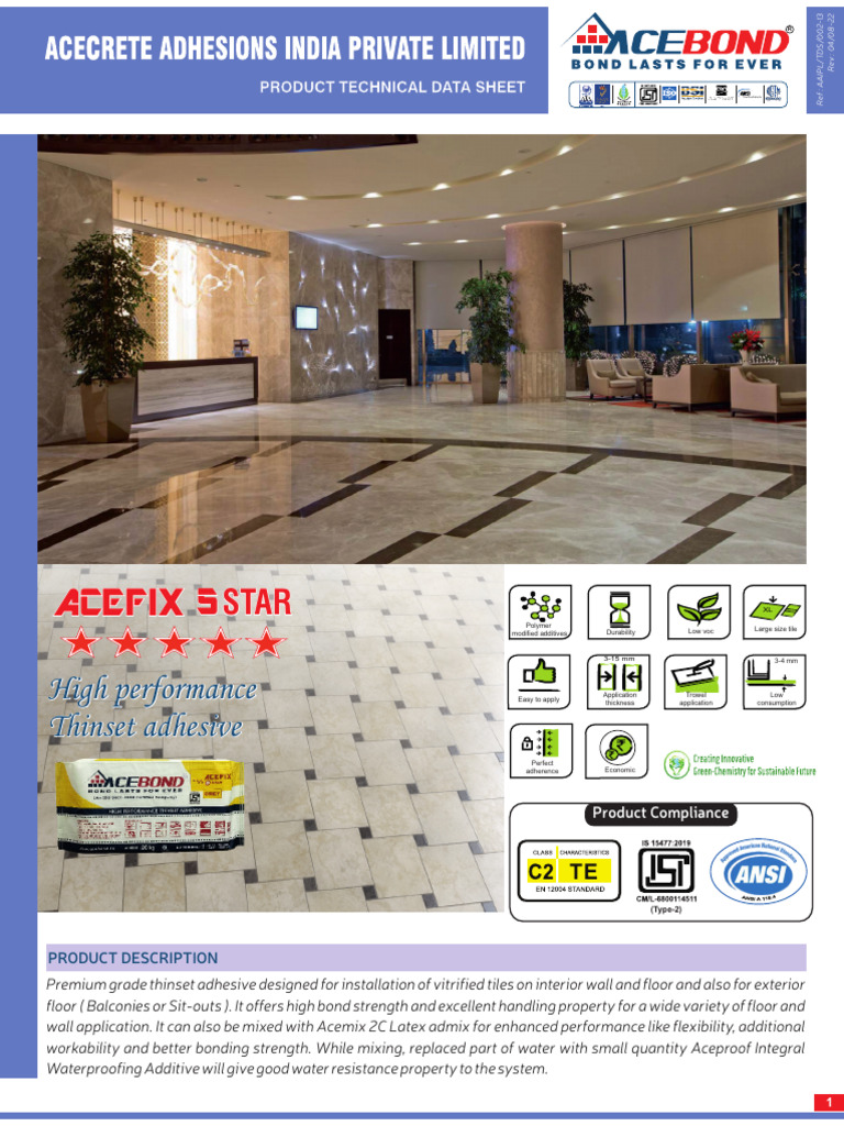 Acefix-5-Star | PDF | Concrete | Density