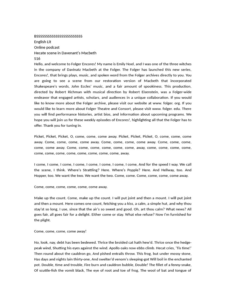 Hecate Scene in Davenant's Macbeth | PDF | Macbeth