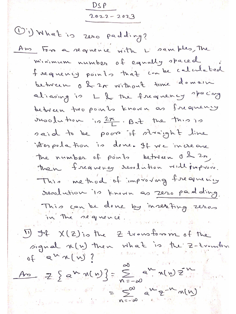 DSP Previous Year 2022-23 Solution | PDF