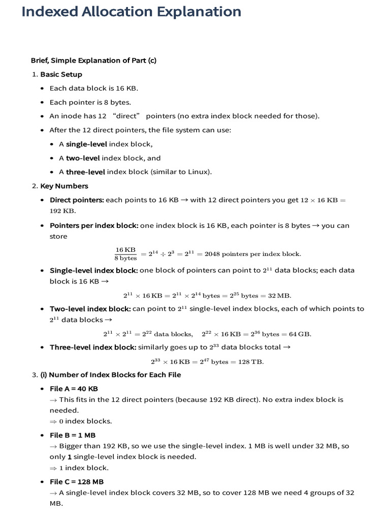 Indexed Allocation Explanation | PDF | Pointer (Computer Programming) | Byte