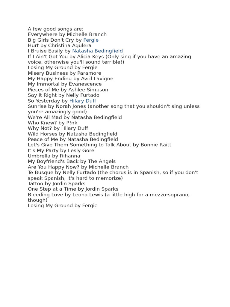 pop songs | PDF