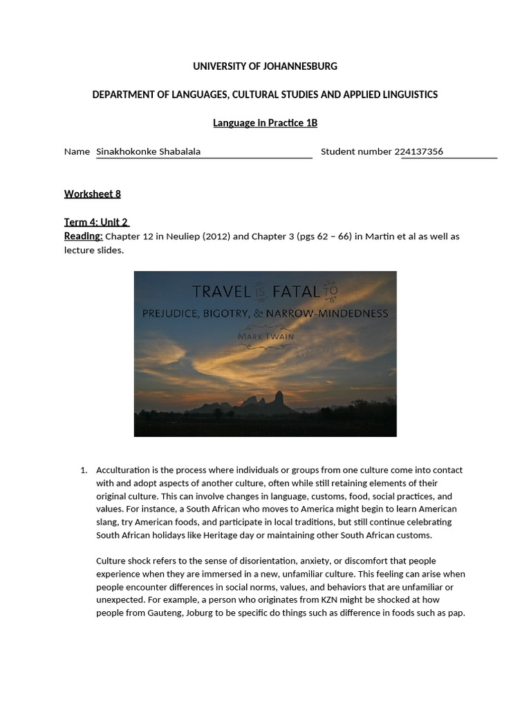 Worksheet 8 ASA | PDF