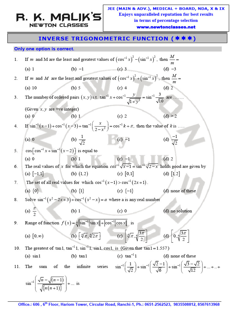 21. Inv Trigo | PDF | Trigonometric Functions | Mathematics