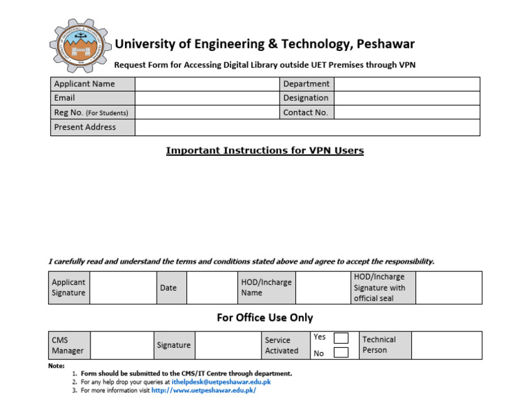 VPN Access for UET Digital Library | PDF