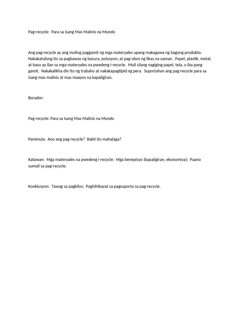 Pag-Recycle - P-WPS Office | PDF