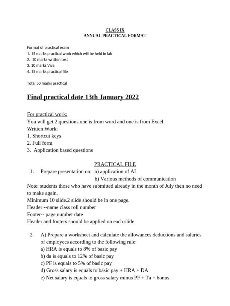 CLASS IX PROJECT-1 | PDF | Employment Compensation