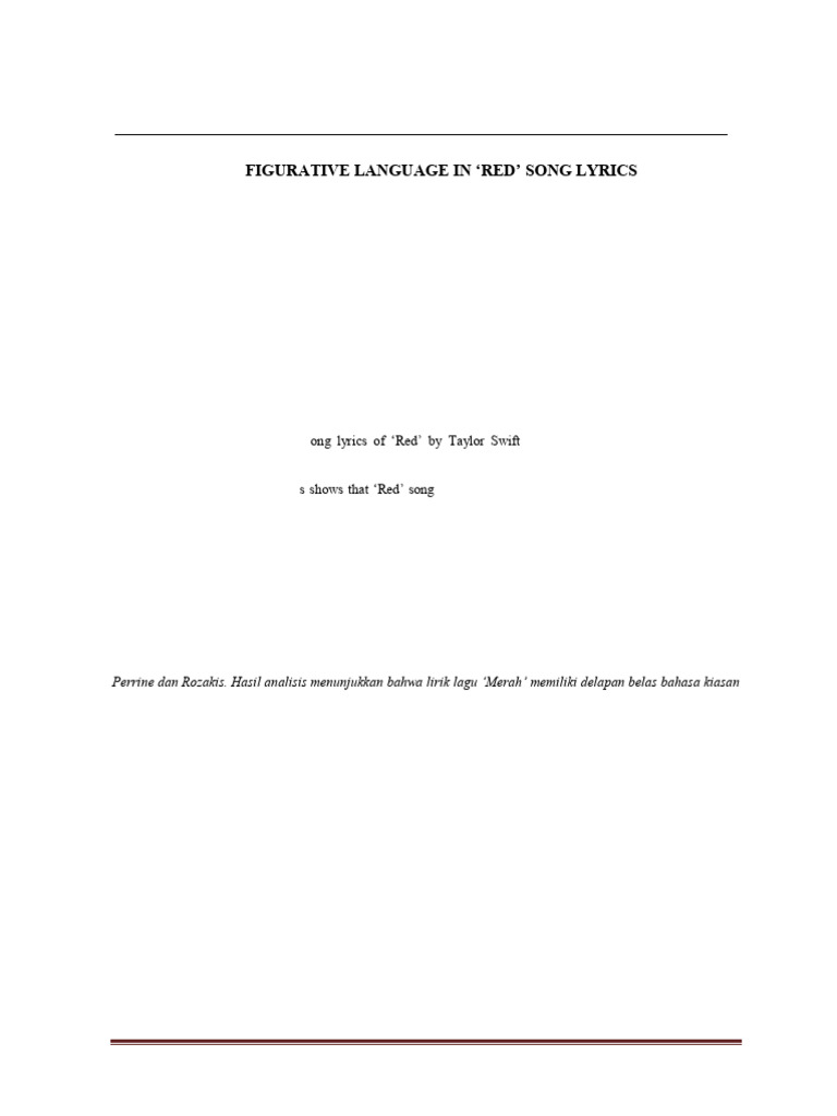 Figurative Language in Taylor Swift's "Red" | PDF | Semantics | Linguistics