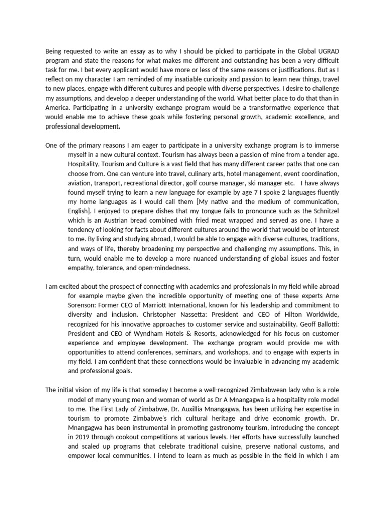 Application Why Me Essay | PDF | Tourism | International Student