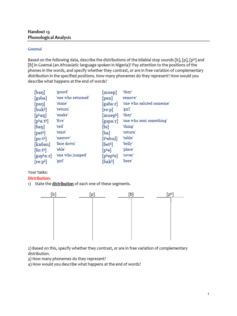 Handout 13 Phonological Analysis | PDF