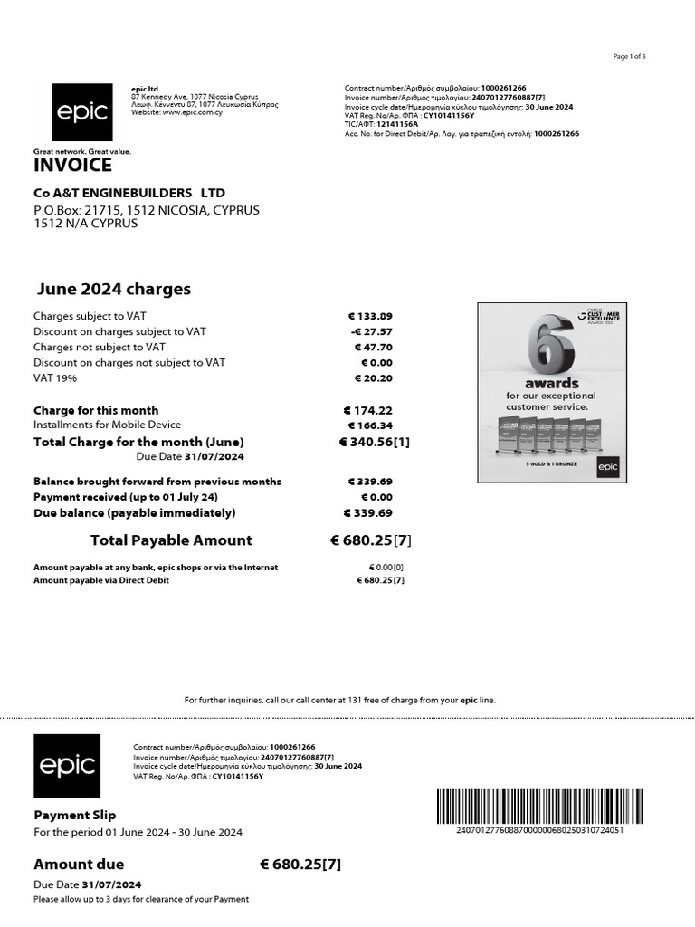 Invoice: June 2024 Charges | PDF | Cheque | Payments