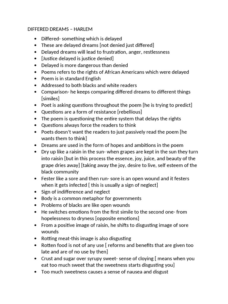 DIFFERED DREAMS - Harlem | PDF