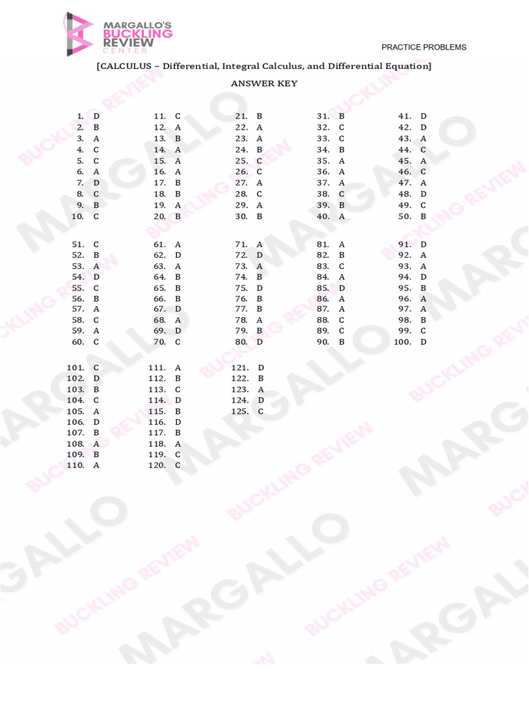 Calculus Ans Key Pdf