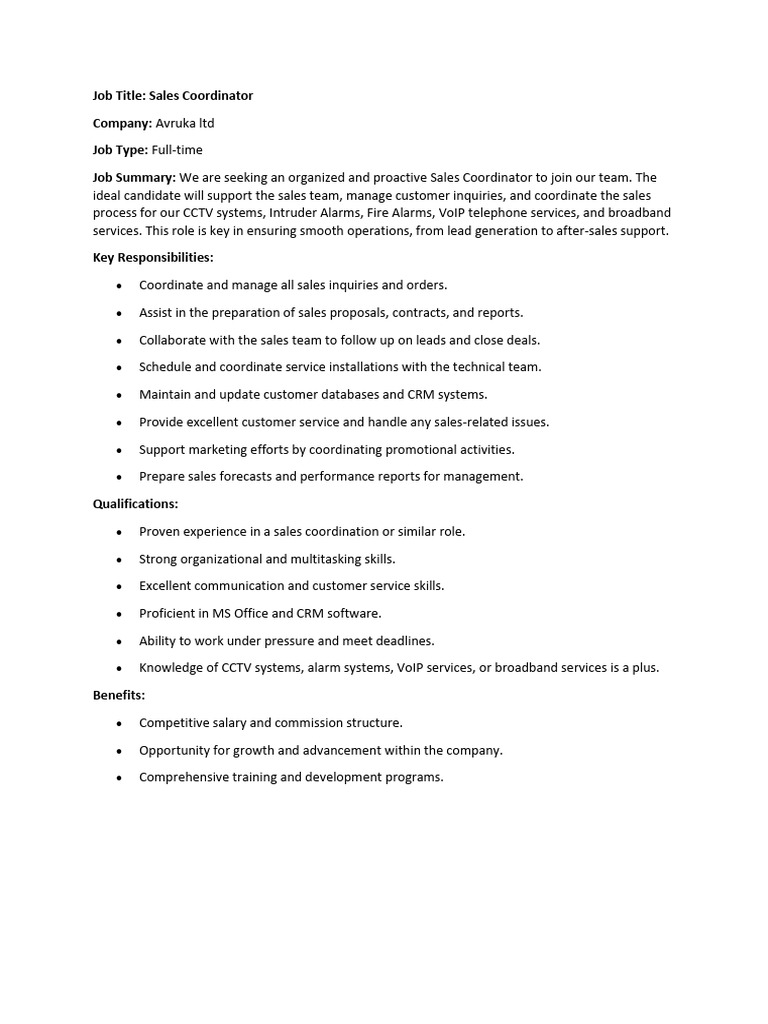 Sales Coordinator | PDF