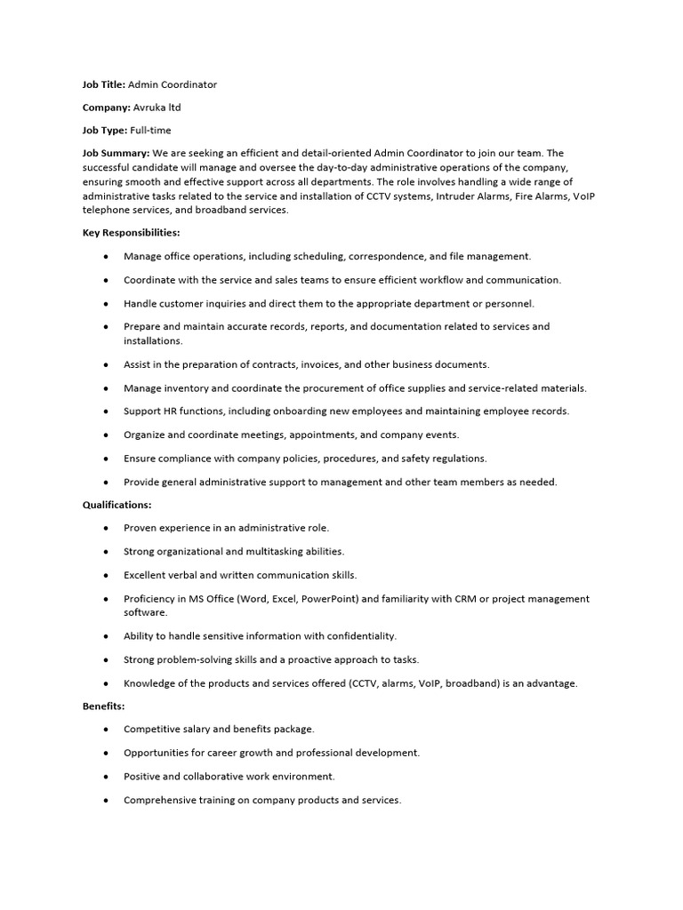 Admin Coordinator | PDF