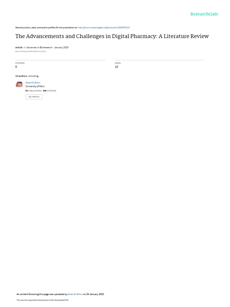 The Advancements and Challenges in Digital Pharmacy: A Literature ...
