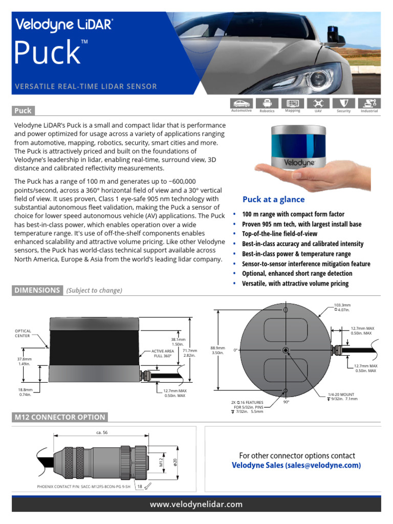 63-9229 Rev-J Puck Datasheet Web | PDF | Lidar | Electrical Engineering