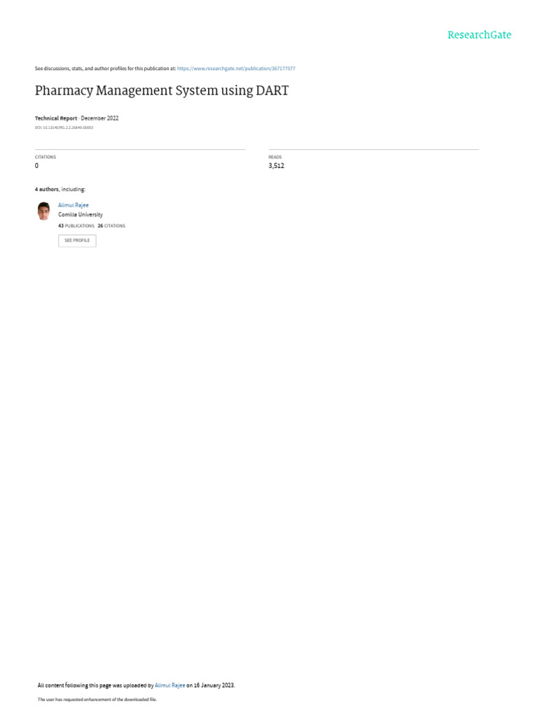 Pharmacy Management System Group i Updated | PDF | Pharmacy | Cloud Computing