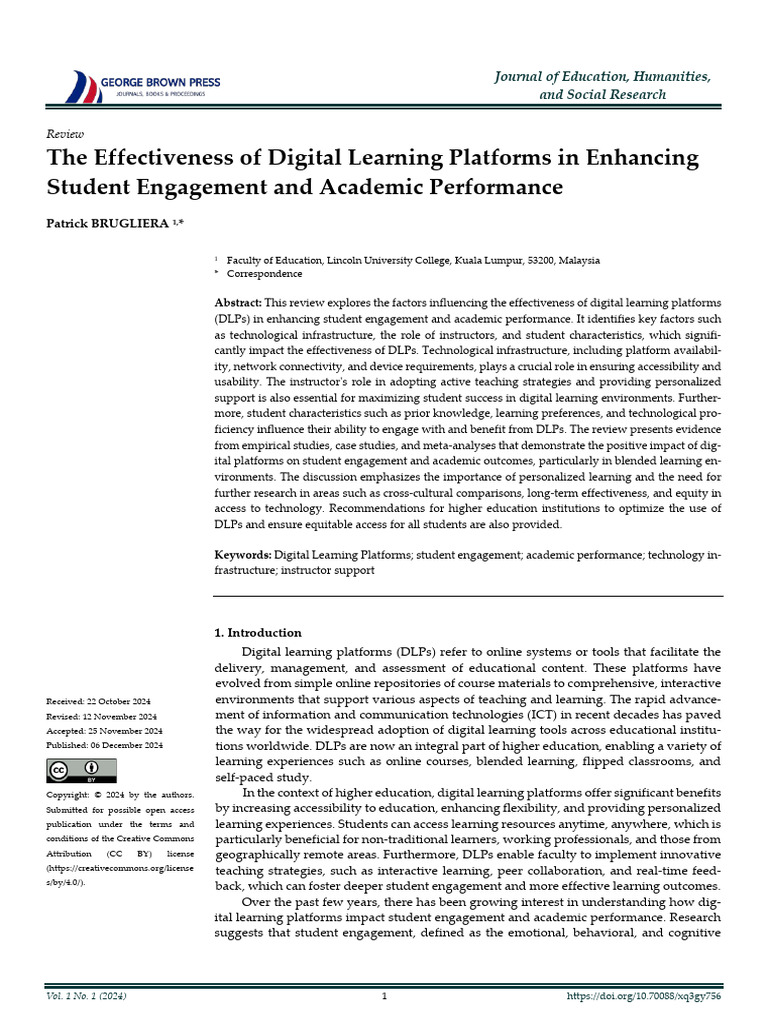 Digital Learning Platforms' Impact on Engagement | PDF | Educational ...