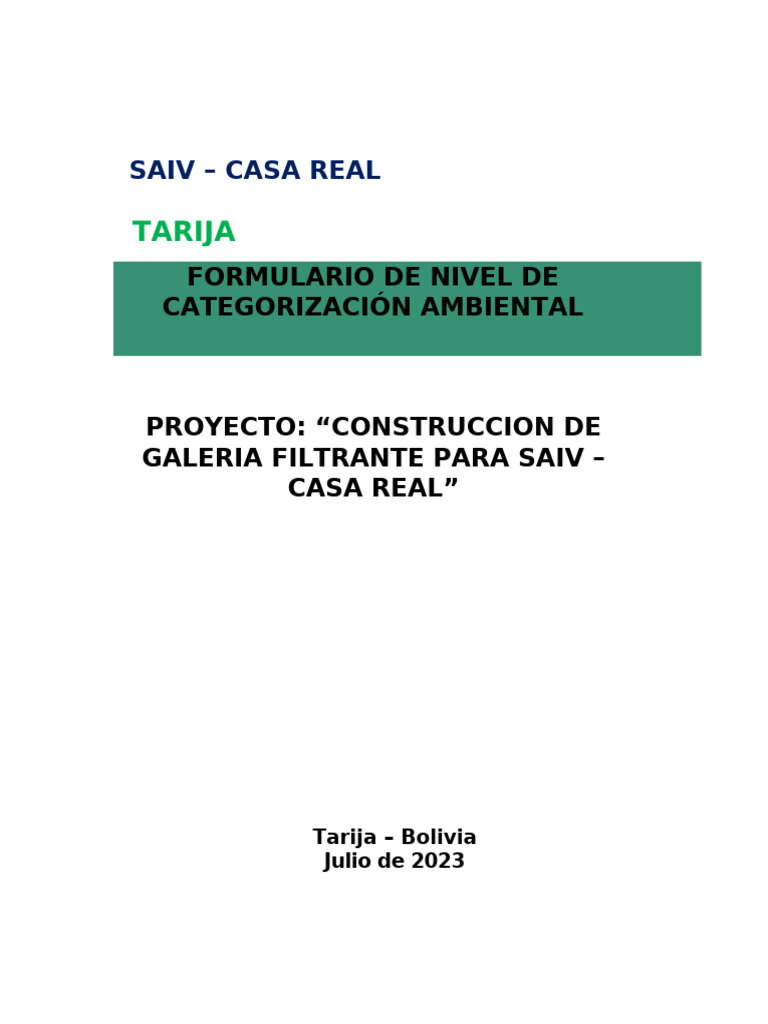 Proyecto Galería Filtrante SAIV | PDF | Riego | Geografía Física