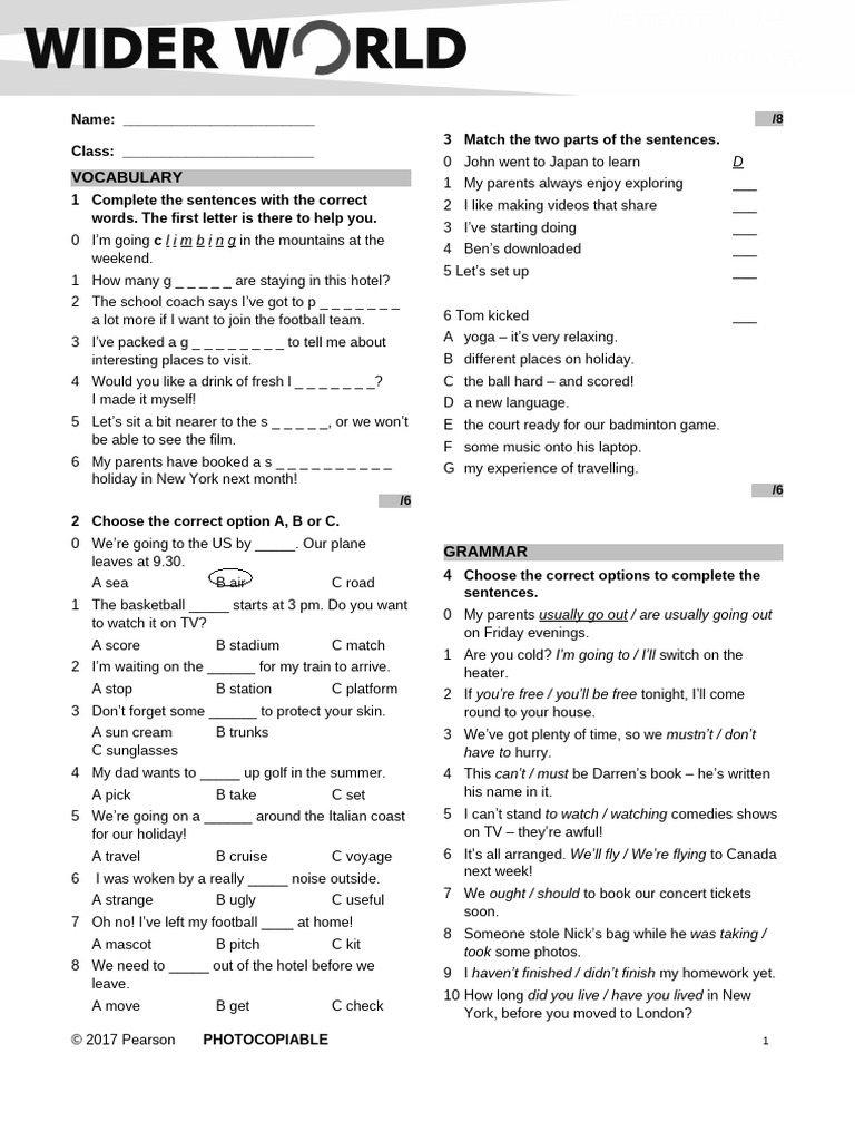 WIDGB3 Rtest Language 3A | PDF