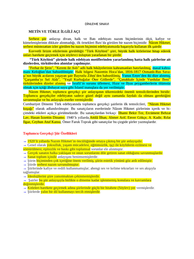 DİNLEME SINAVI 12. Sınıf | PDF