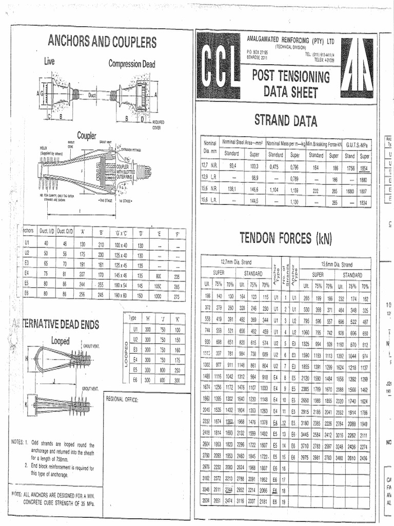 CCL Datasheet For Post Tensioning | PDF