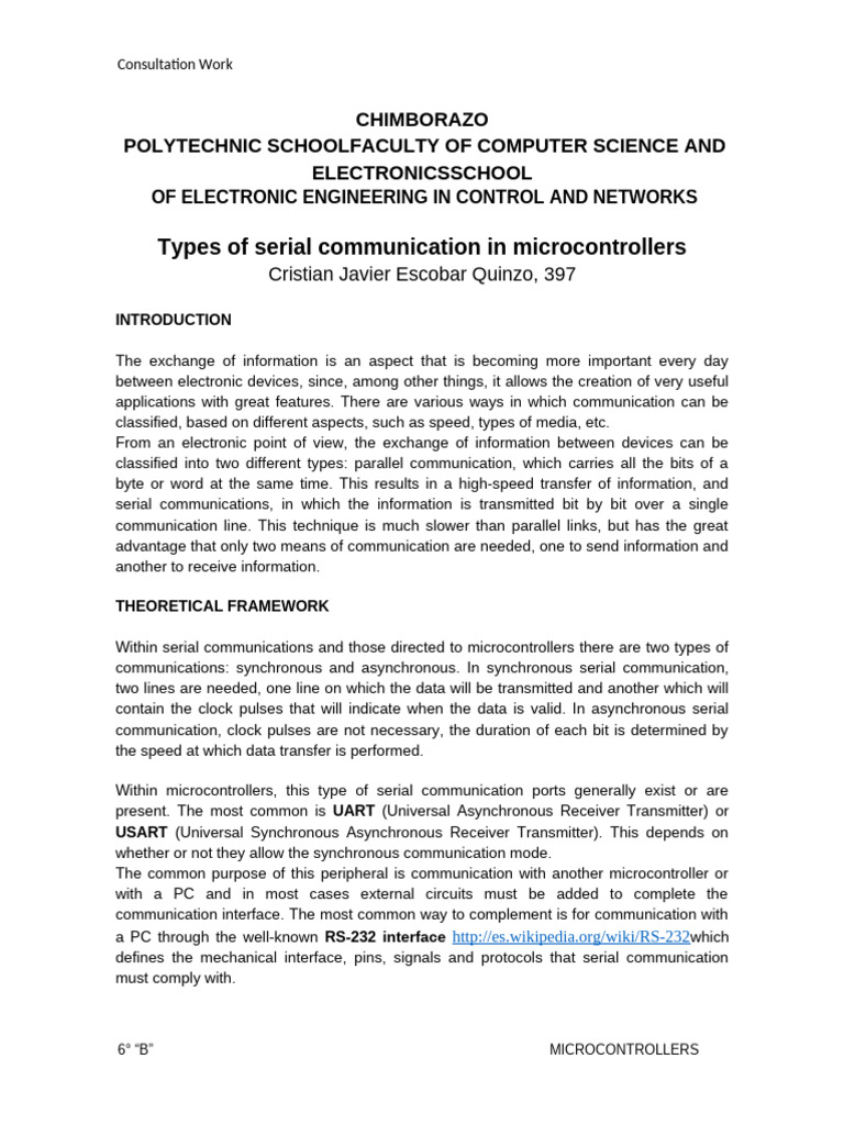 Types of Serial Communication Protocols | PDF | Computer Data ...