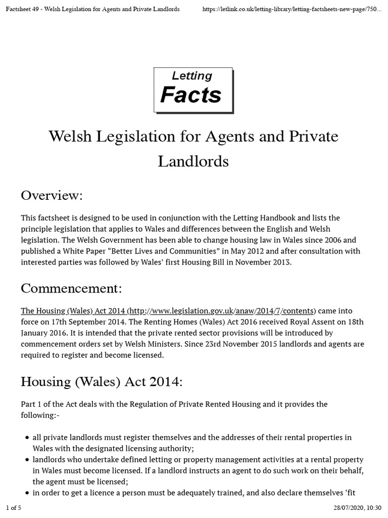 Welsh Housing Law for Landlords & Agents | PDF | Landlord | Leasehold ...