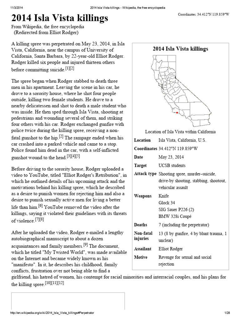 2014 Isla Vista Killings - Wikipedia, The Free Encyclopedia | PDF