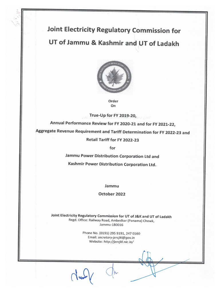 Tariff Order 2022-23 JPDCL and KPDCL | PDF