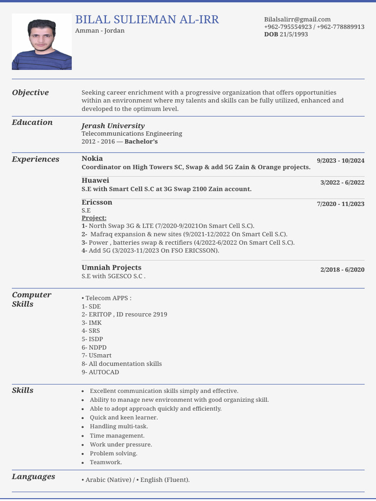 Telecommunications Engineer Resume | PDF