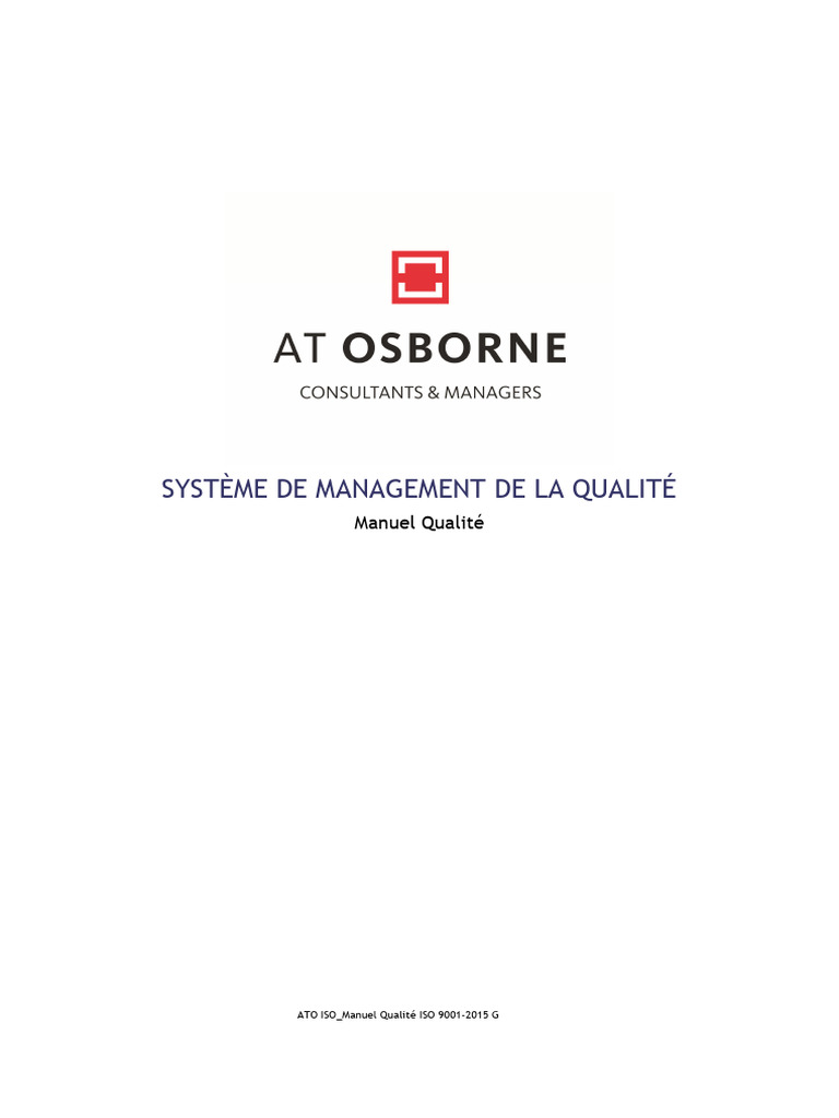 Manuel Qualité ISO 9001:2015 ATO | PDF | Management de la qualité ...