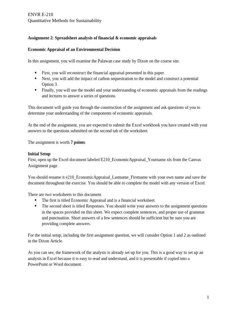 E210 EconomicAppraisal Assignment Primer Spring2024 | PDF | Net Present Value