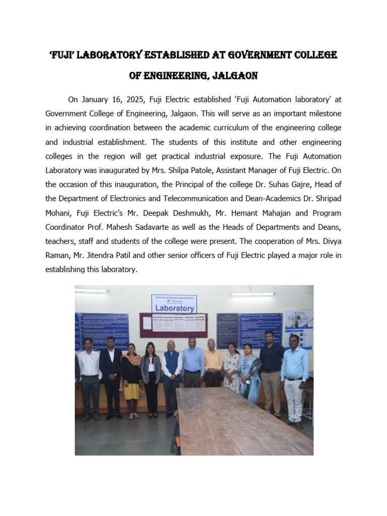Fuji Lab in E&TC Dept | PDF