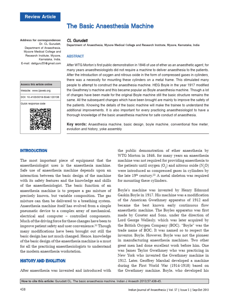 The Basic Anaesthesia Machine.3 | PDF | Valve | Flow Measurement
