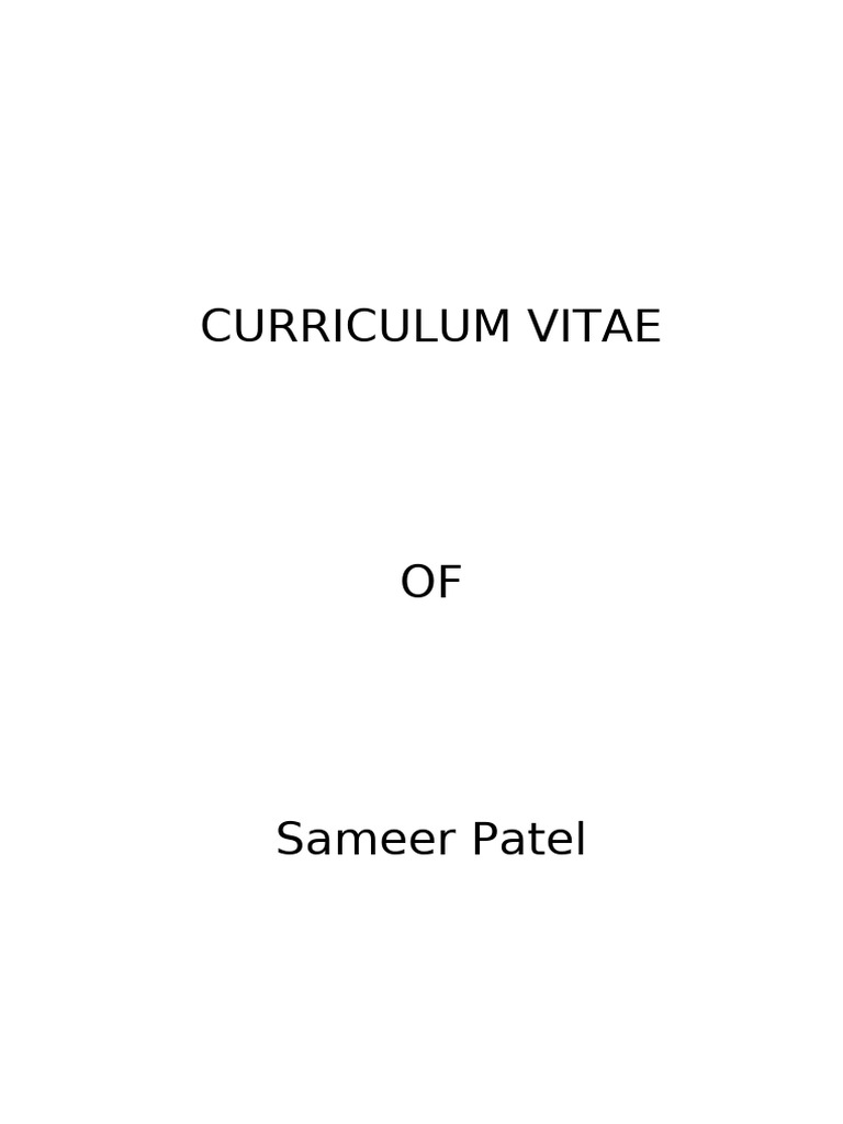 CV Sameer Patel | PDF