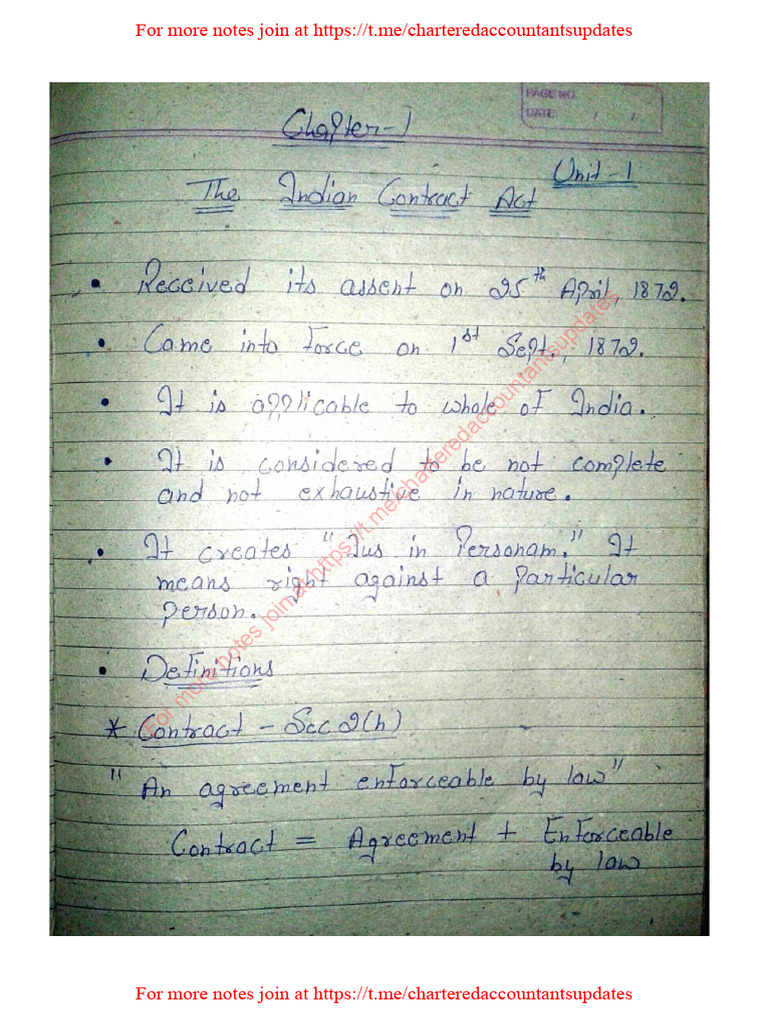 Indian Contract Handwritten | PDF