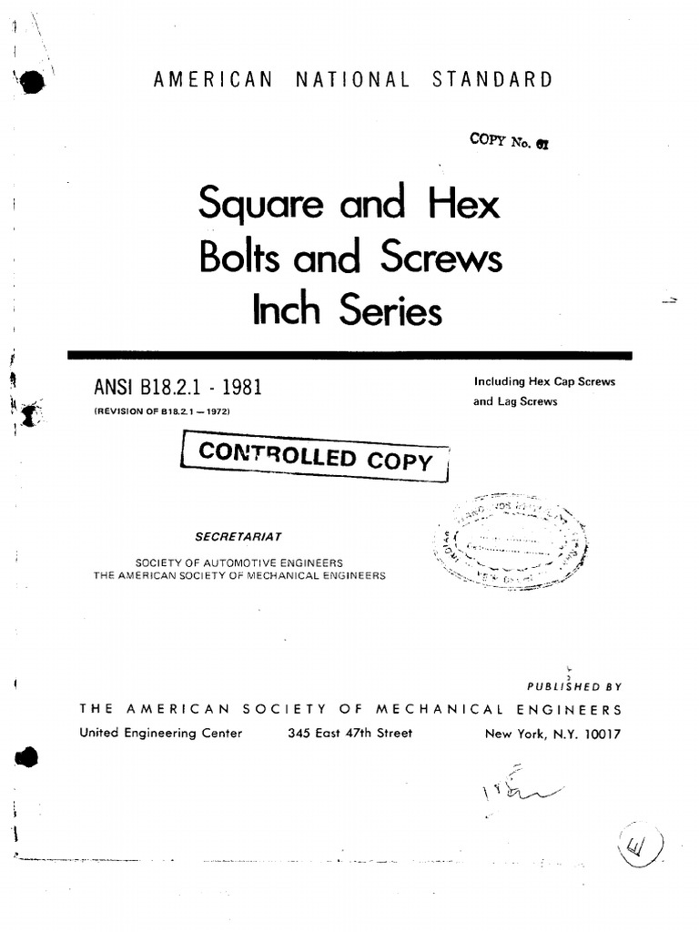 Ansi b18.2.1 (Part 1 of 3 | PDF