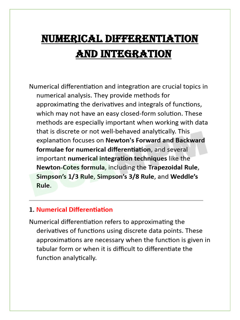 4-Numerical Differentiation and Integration | PDF | Finite Difference ...