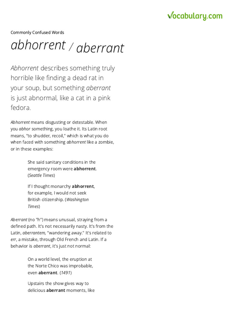 Abhorrent vs. Aberrant - Choose Your Words | PDF