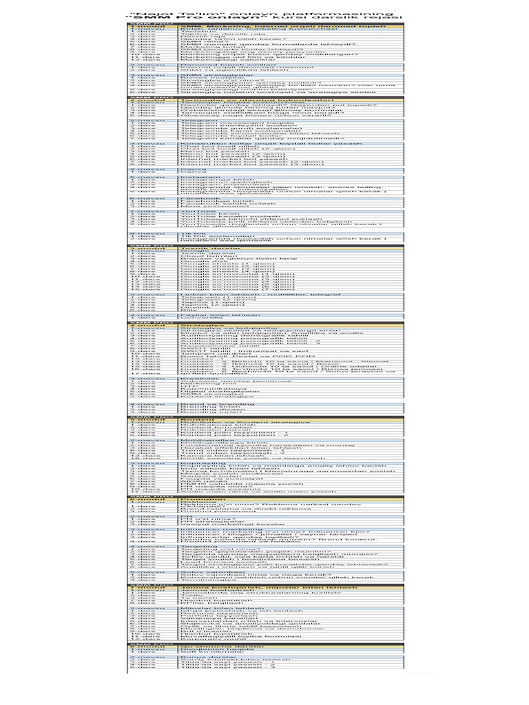 Najot Ta'lim - Platformasi SMM Pro Onlayn Darslik Rejasi | PDF