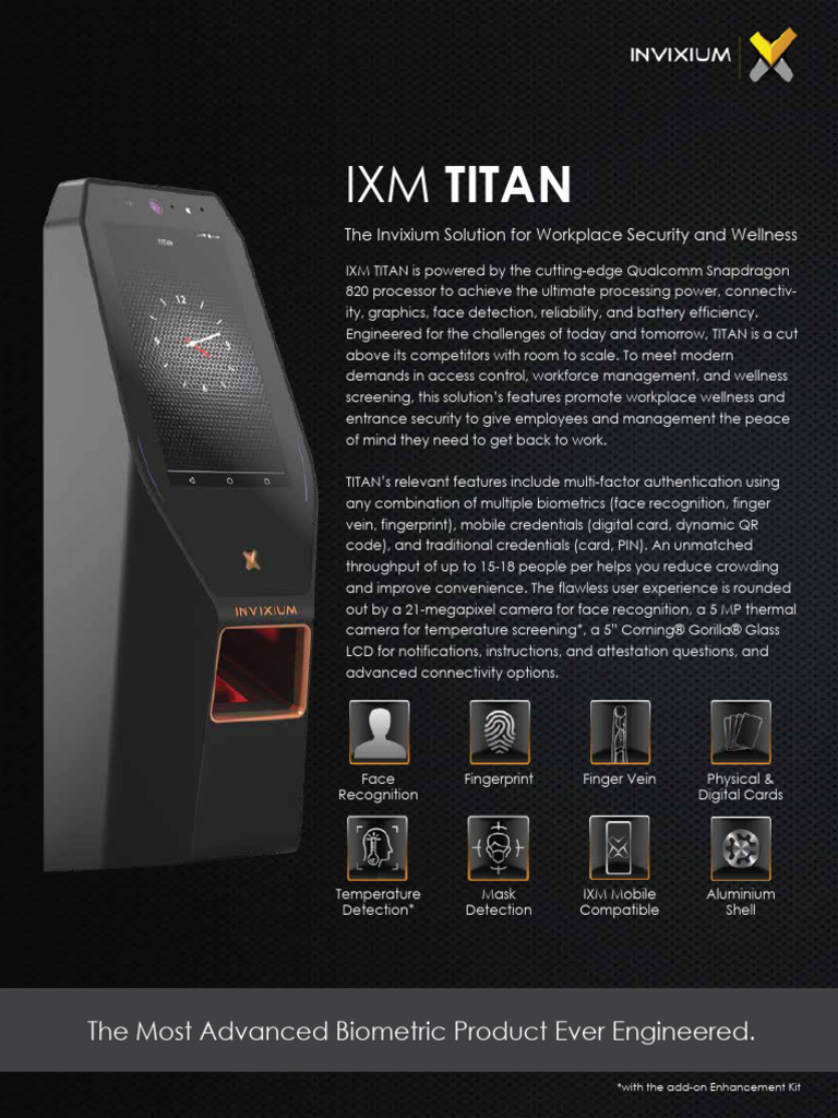 Invixium Titan Facial Recognition | PDF | Fingerprint | Biometrics