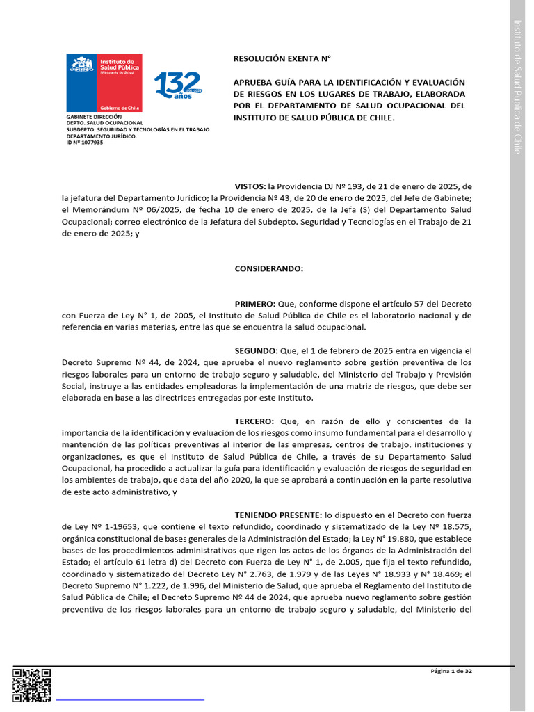 Res Exenta 668 - 25 Guía Iper DS 44 | PDF | Riesgo | Seguridad y salud ...