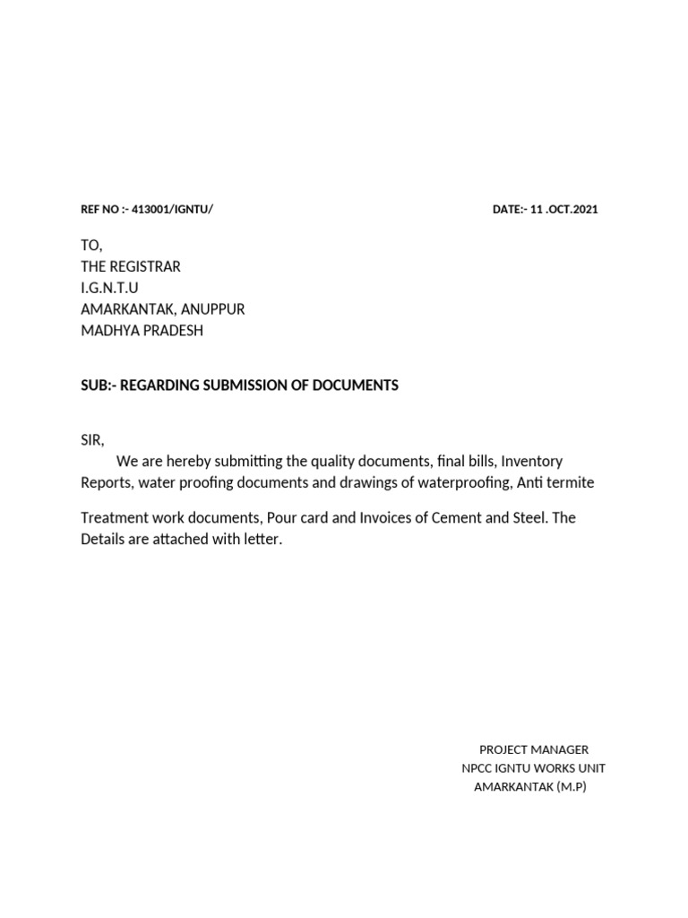 Submission of Project Documents | PDF