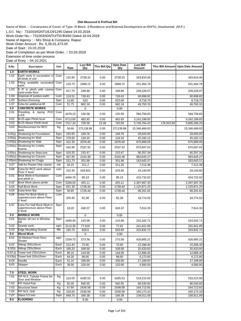 15th RA Bill - Type3 | PDF | Cheque | Cash