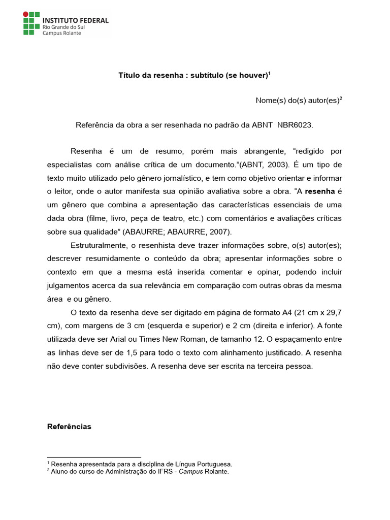 Modelo de Resenha | PDF