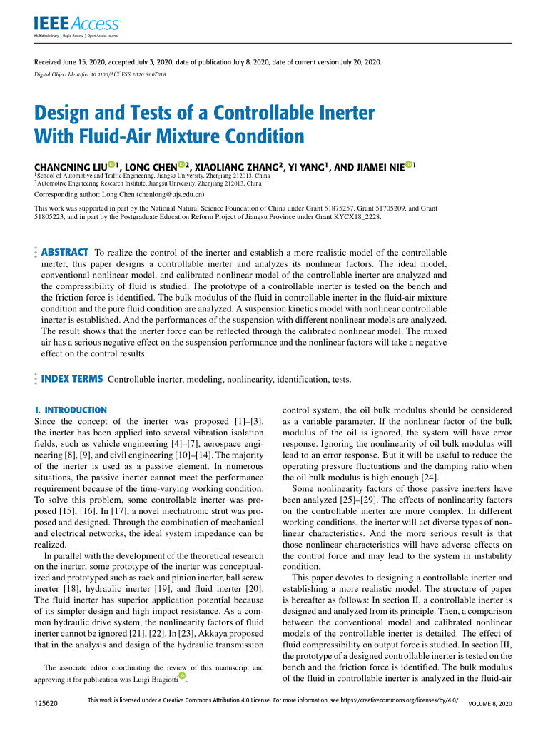 Design and tests of a controllable inerter with fluid-air mixture ...