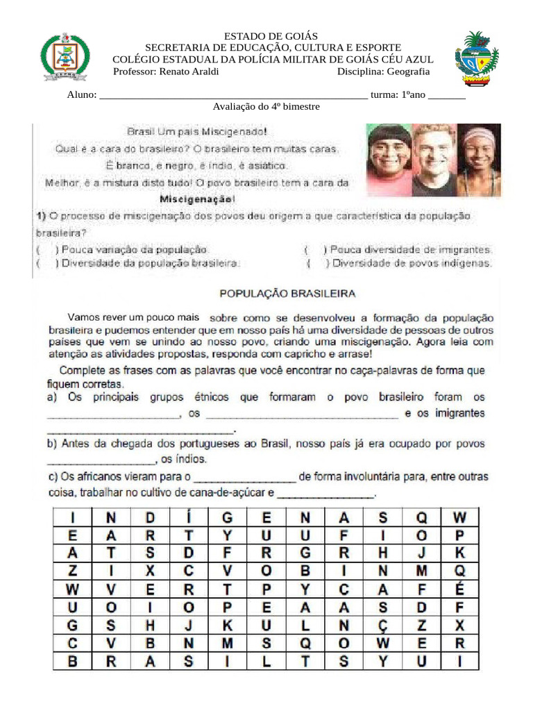 Atividade Adap 1 Ano 4 Bim | PDF