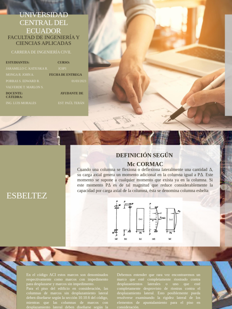 Deber Grupal 7 Esbeltez de Columnas Presentacion | PDF | Columna | Pandeo