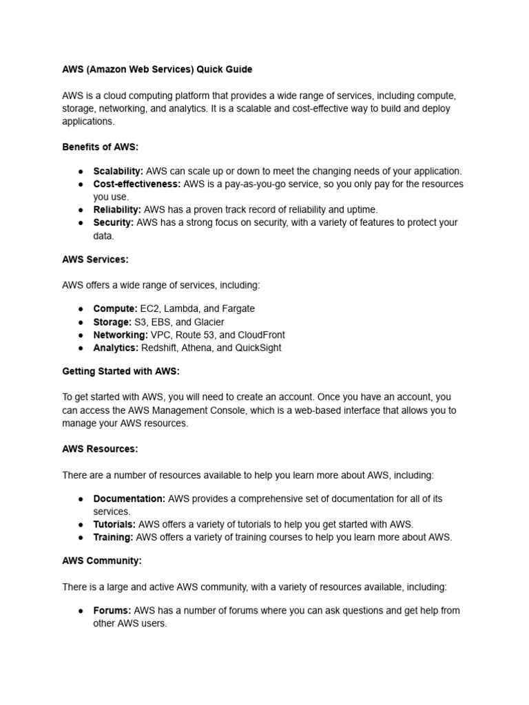 AWS (Amazon Web Services) Quick Guide | PDF